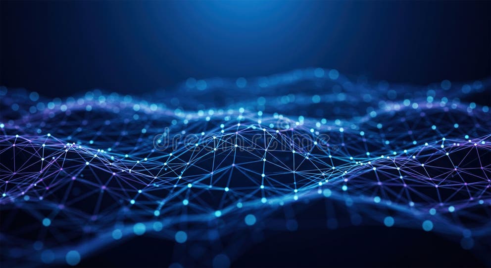 Abstract Technology Network Structure Background. Futuristic Plexus Effect Computer Geometric ...