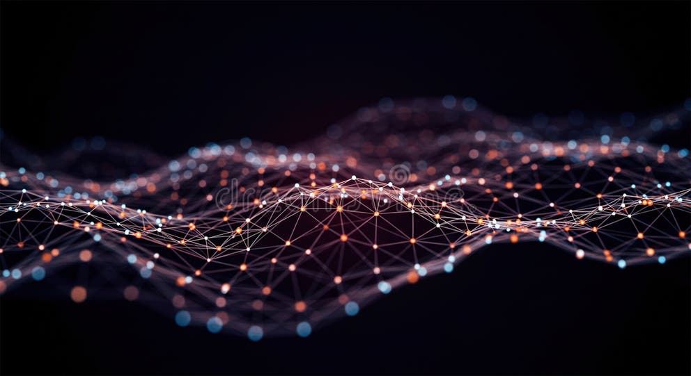 Abstract Technology Network Structure Background. Futuristic Plexus Effect Computer Geometric ...