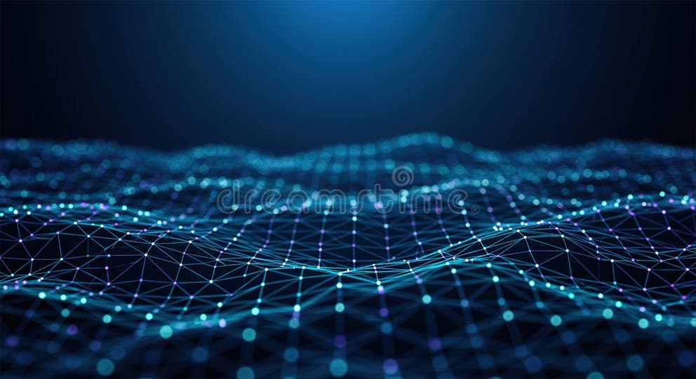 Abstract Technology Network Structure Background. Futuristic Plexus Effect Computer Geometric ...