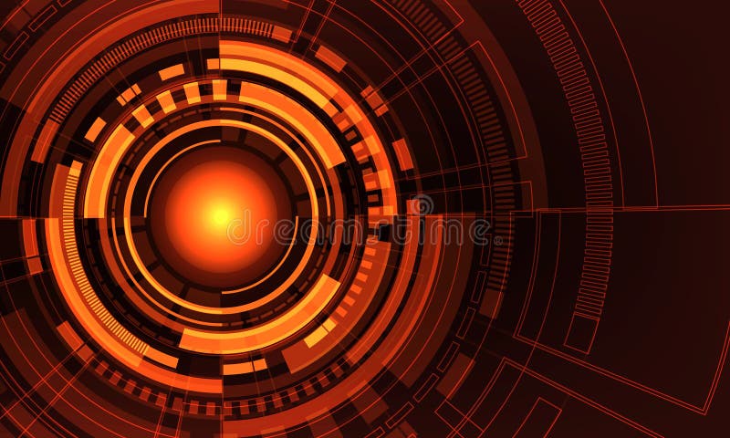Abstract Technology Orange Circular System Cyber Futuristic Design ...