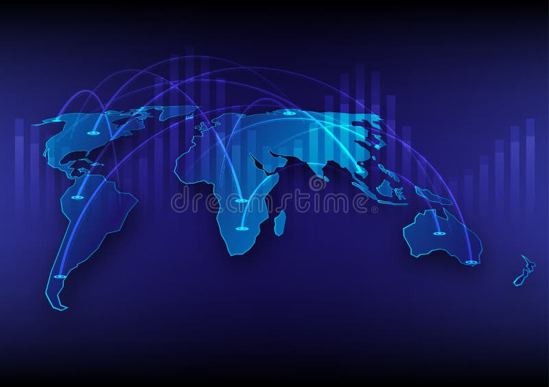 Abstract Technology Perspective Map Glowing Blue with Curved Lines and ...