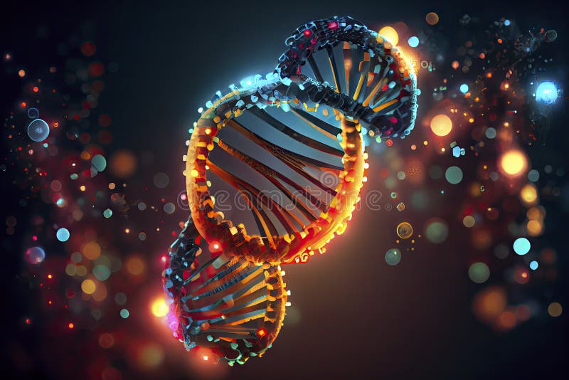 Abstract Technology Science Concept, DNA Code Structure with Glow ...