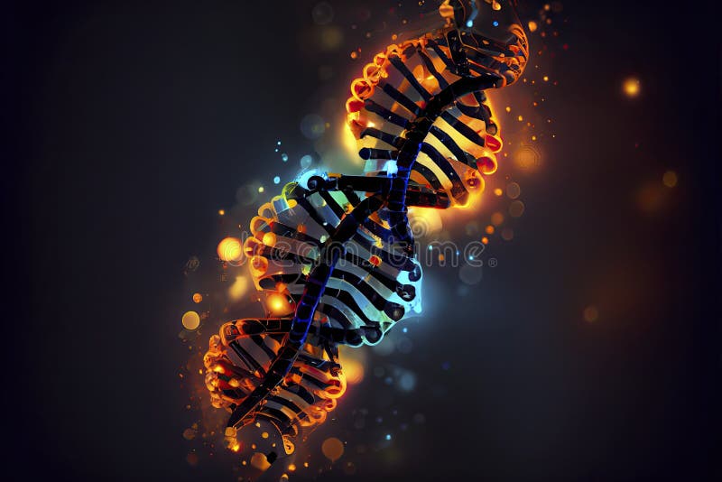 Abstract Technology Science Concept, DNA Code Structure with Glow ...