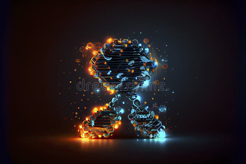 Abstract Technology Science Concept, DNA Code Structure with Glow ...