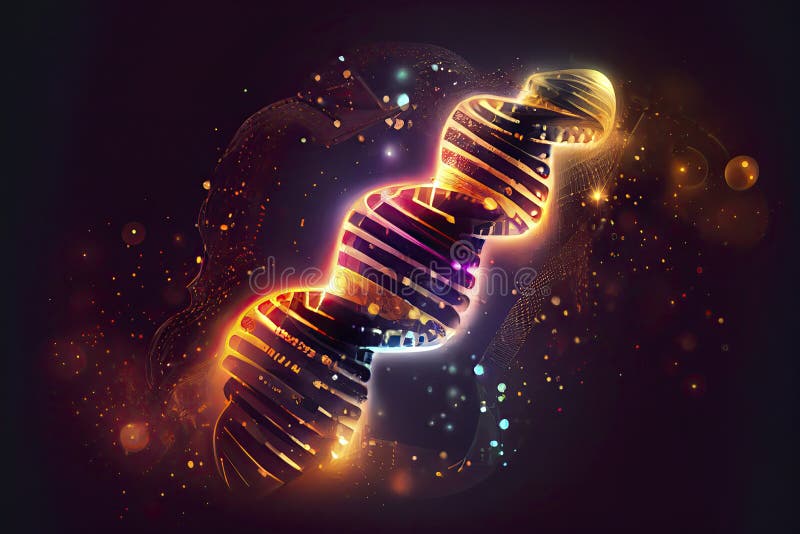 Abstract Technology Science Concept, DNA Code Structure with Glow ...