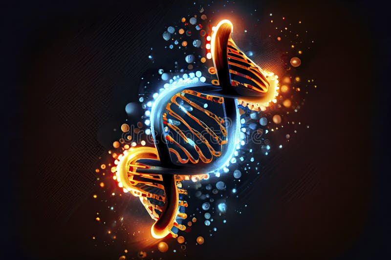 Abstract Technology Science Concept, DNA Code Structure with Glow ...