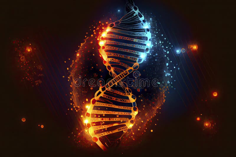 Abstract Technology Science Concept, DNA Code Structure with Glow ...