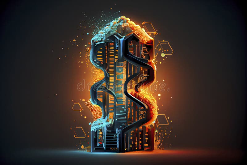 Abstract Technology Science Concept, DNA Code Structure with Glow ...
