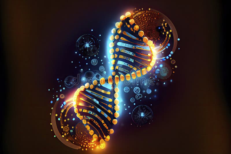 Abstract Technology Science Concept, DNA Code Structure with Glow ...