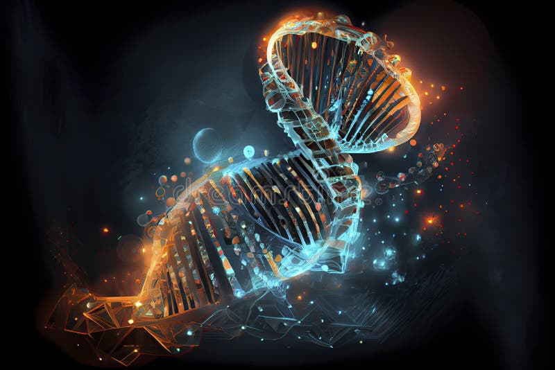 Abstract Technology Science Concept, DNA Code Structure with Glow ...