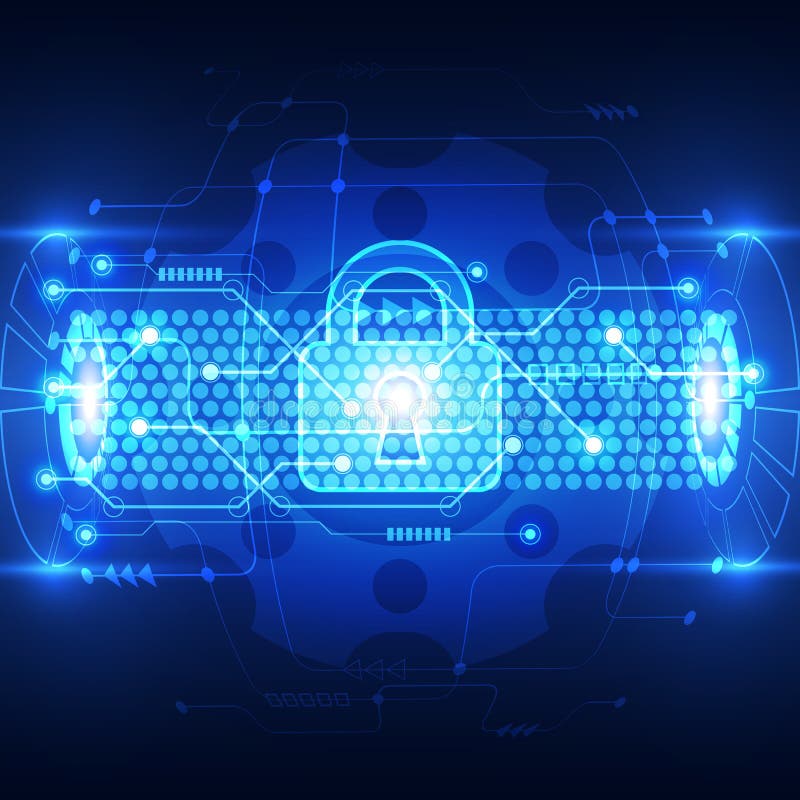 Abstract Technology Security on Global Network Background, Vector ...
