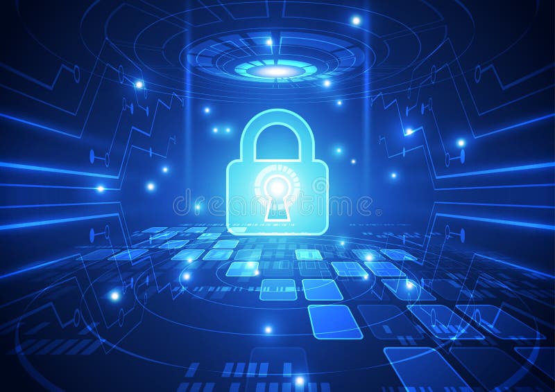 Abstract Technology Security on Global Network Background, Vector ...