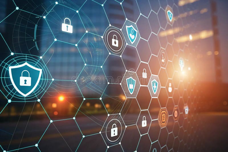 Abstract Technology Security on Global Network Background, Illustration ...