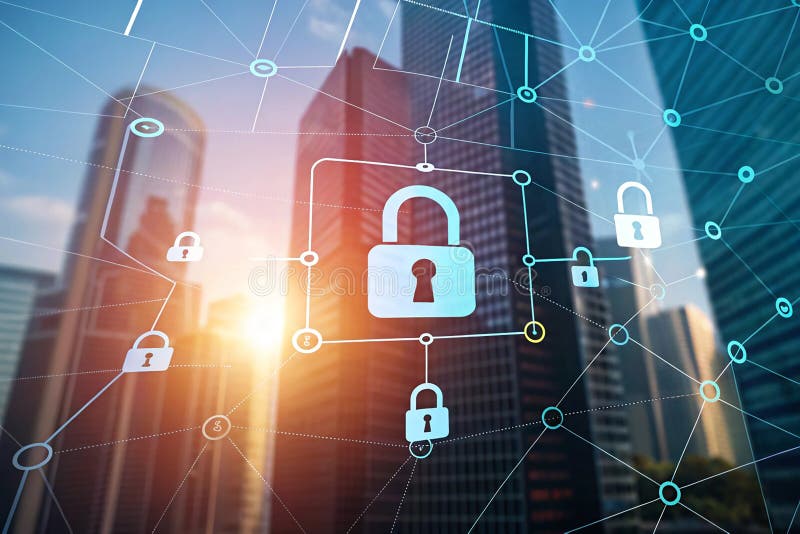 Abstract Technology Security on Global Network Background, Illustration ...