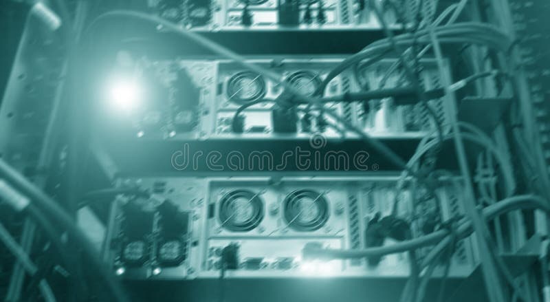 Abstract Technology Server Blurred Background. Internet ...