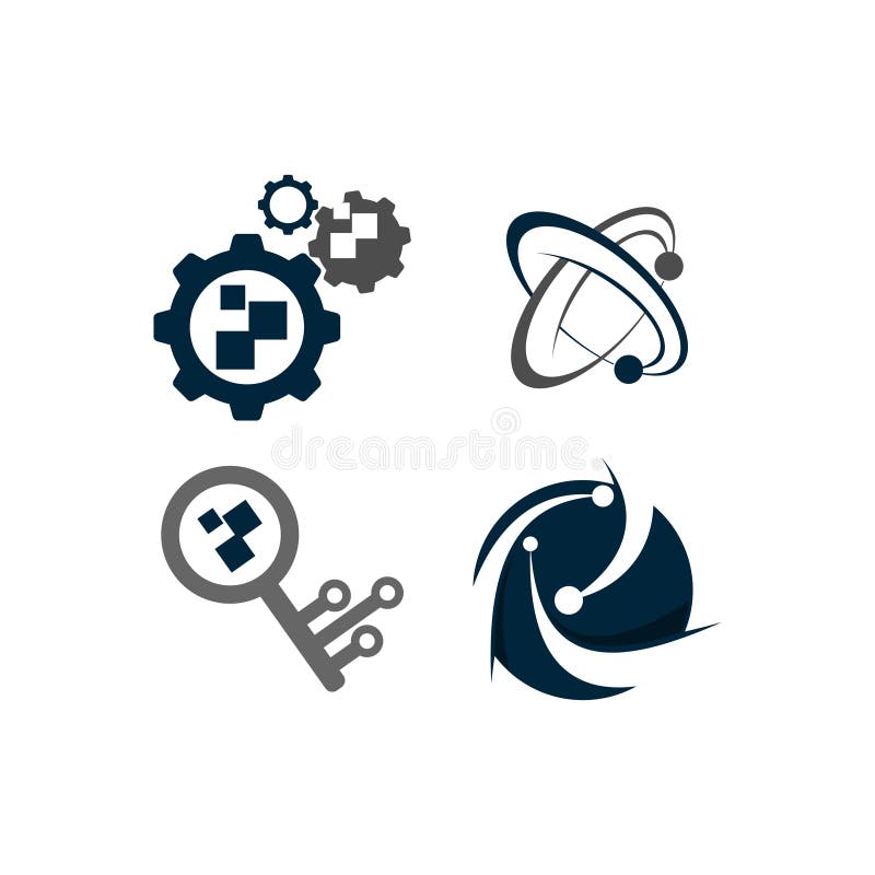 Abstract Technology Solution Design Vector Illustration Set Stock ...