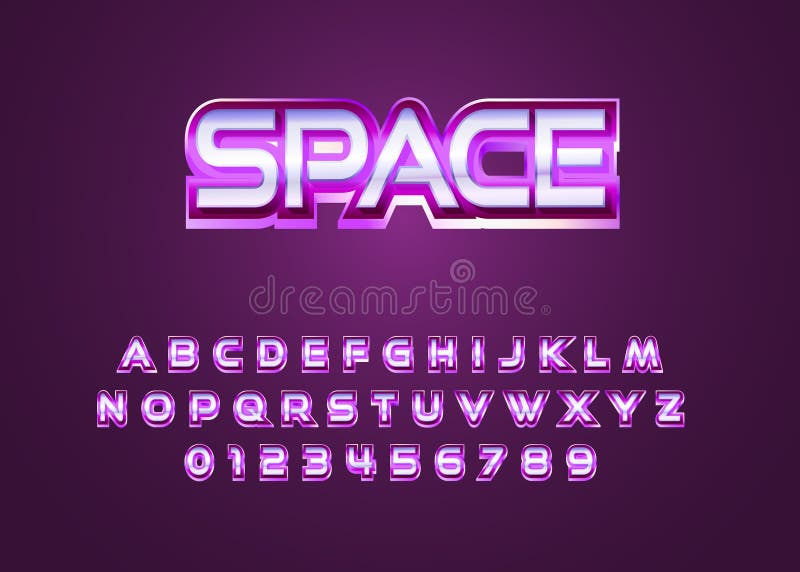 Abstract Technology Space Font and Alphabet. Techno Effect Fonts ...
