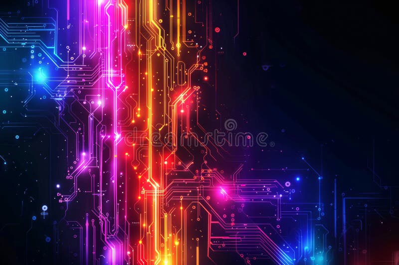 Abstract Technology Spectrum Rainbow Circuit Board Background Withe ...