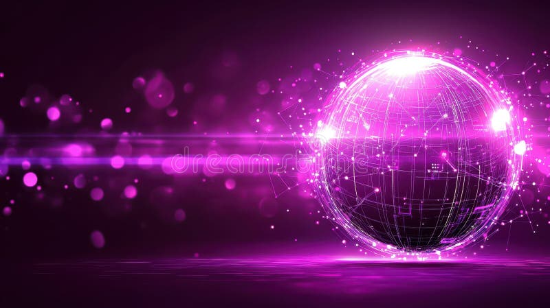 Abstract Technology Background with Glowing Sphere and Lines ...