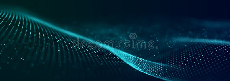 Abstract Technology Stream Background Digital Dynamic Wave Of Dots