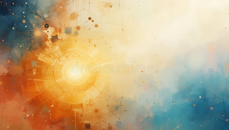 Abstract Technology Sun Burst with Watercolor Effect on Light ...