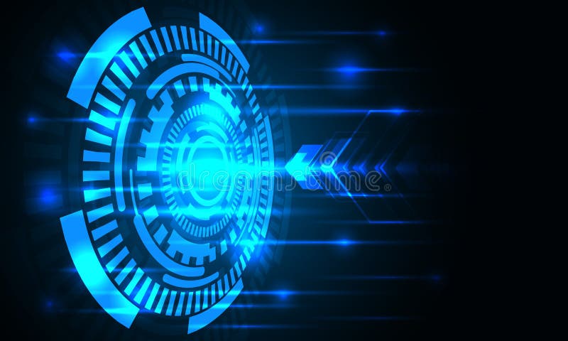 Abstract Technology System Circles Blue Light Energy Power Arrow Moving ...