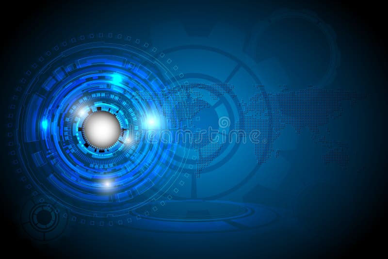 Abstract Technology with System and World Map, Vector Stock Vector ...
