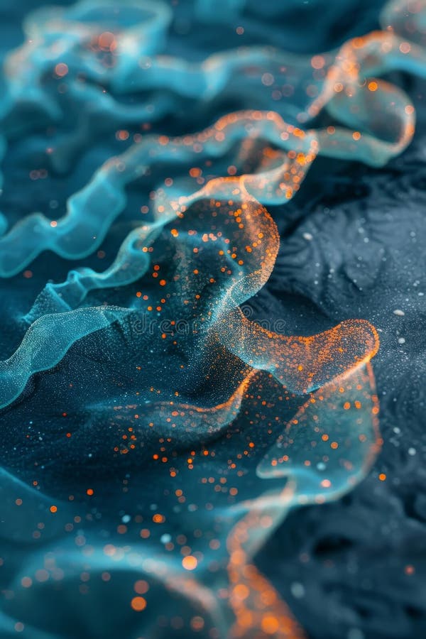 Abstract Technology Transfer Blue and Orange Glowing Light Path Trail ...