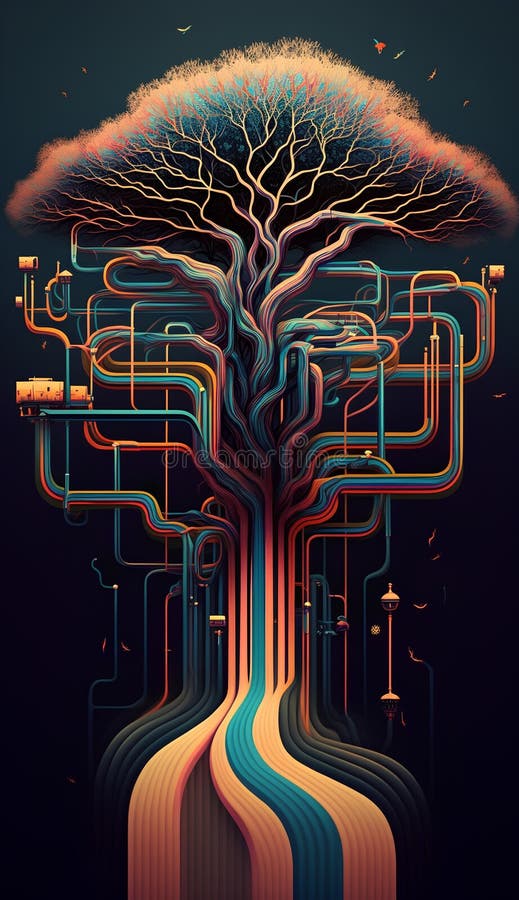 Abstract Technology Tree in the Form of a Circuit Board, Vector ...
