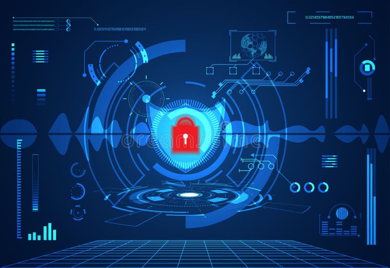 Abstract Technology Ui Futuristic Concept Cyber Security Hud Int Stock ...