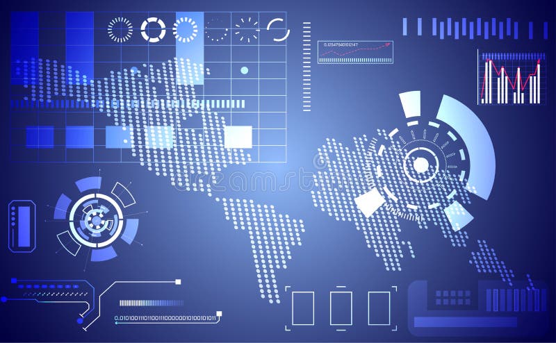 Abstract Technology Ui Futuristic Concept Map Dot Hud Interface Stock ...