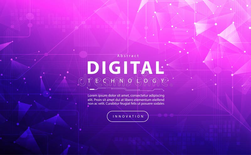 Digital Technology Banner Blue Pink Background Concept, Cyber Security ...
