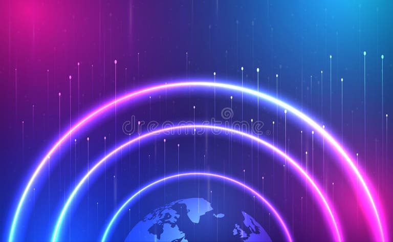 Digital Ai Big Data Technology Futuristic Blue Background, Cyber Cloud Security, Abstract Iot ...