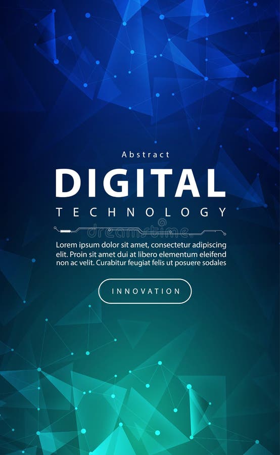 Digital Technology Banner Green Blue Background Concept, Cyber ...