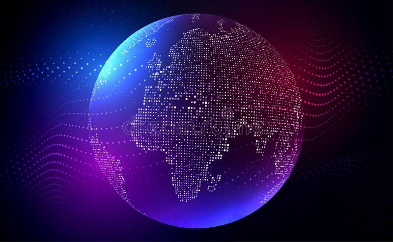 Digital Technology Worldwide Global Network Internet Connection Blue ...