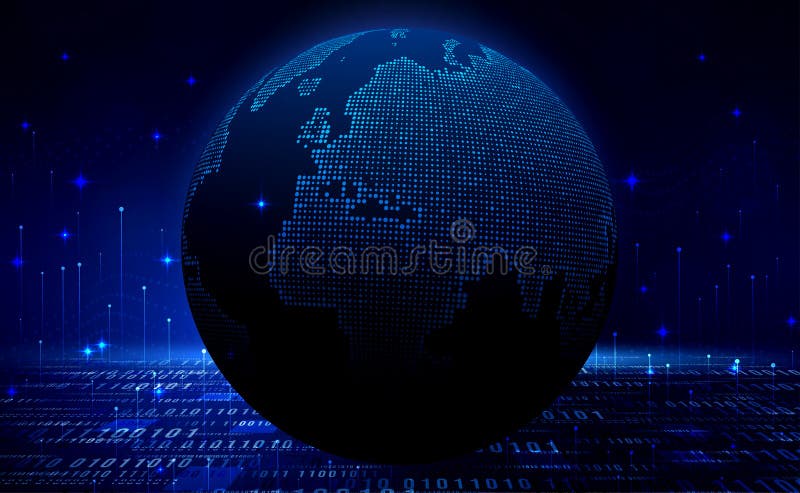 Digital Technology Worldwide Global Network Internet Connection Blue ...
