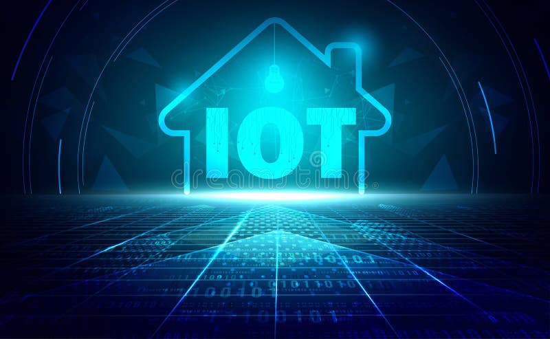 Digital Technology Home IoT Internet of Things Blue Green Background ...