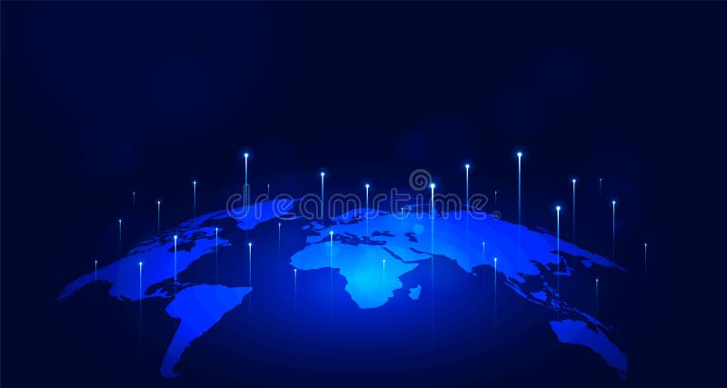 Digital Technology Global Speed Connect Blue Green Background, Cyber ...