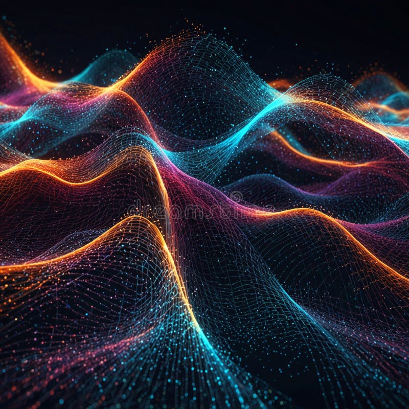 Abstract Technology Wave. Flow of Particles. Big Data Transfer ...