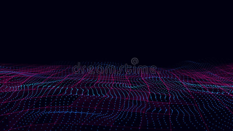 Abstract Technology Wave of Particles. Big Data Visualization. Vector ...
