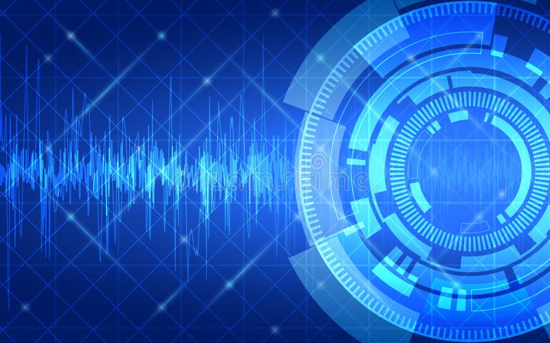Abstract Technology Wave Pattern and Grid on Dark Blue Color Background ...