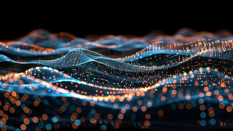 Abstract Technology Waving Particle Field Background Stock Illustration ...