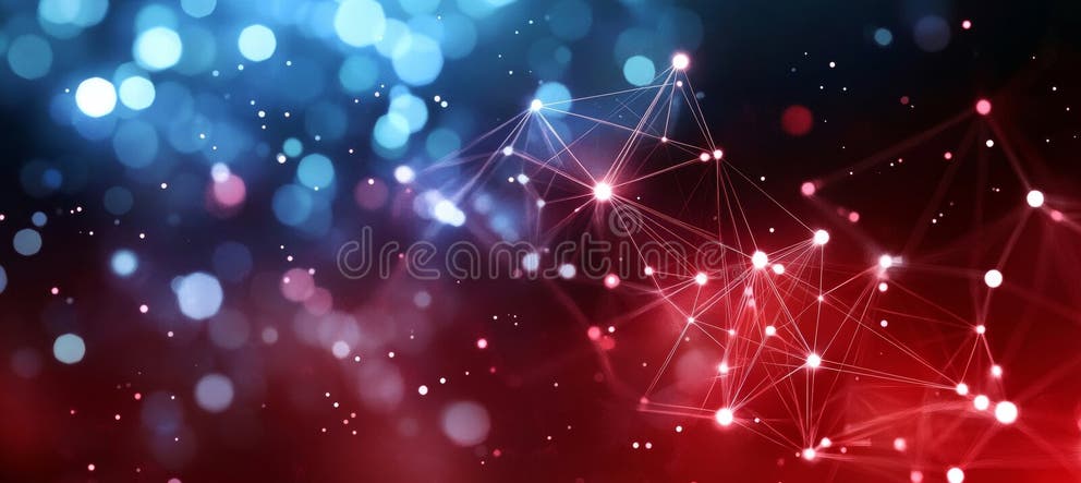 Abstract Technology Web Plexus Illustration with Red Lights for Data ...