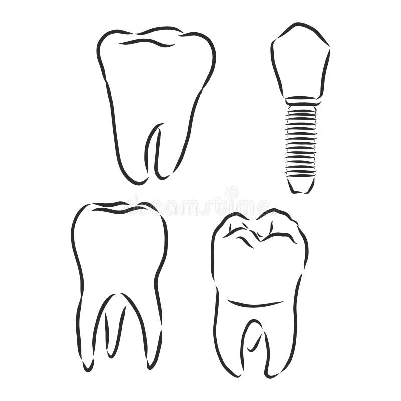 Abstract Teeth Set Sketch Vector Illustration, Tooth, Vector Sketch ...
