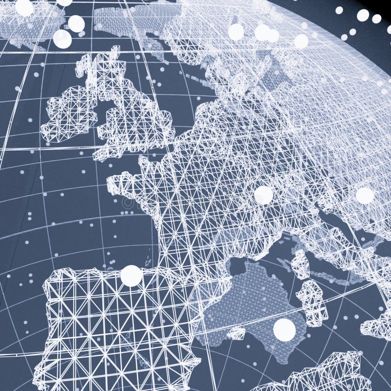 Abstract Telecommunication Earth Map Stock Photo - Image of digital ...