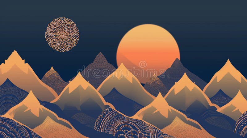 Abstract Template with Geometric Pattern. Mountain Layout Design in ...