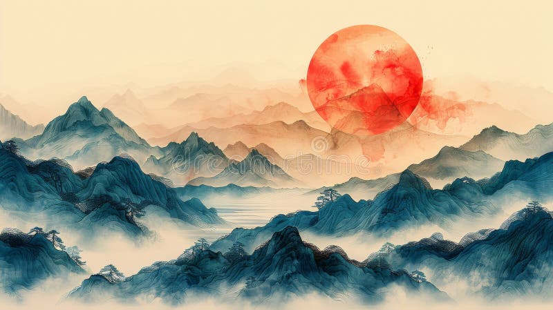 Abstract Template with Geometric Pattern. Mountain Layout Design in ...