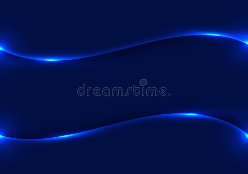 Abstract Template Glowing Blue Wave Neon Lighting Background Technology ...