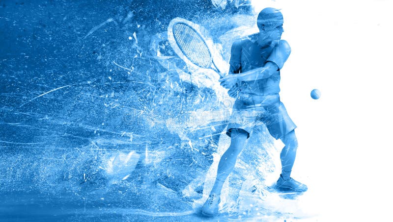 Tennis Player on Blue Background Stock Illustration - Illustration of ...