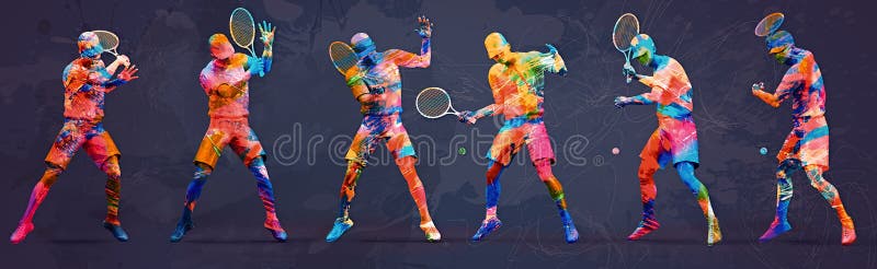 Abstract Tennis Player with a Racket from Splash of Watercolors Stock ...
